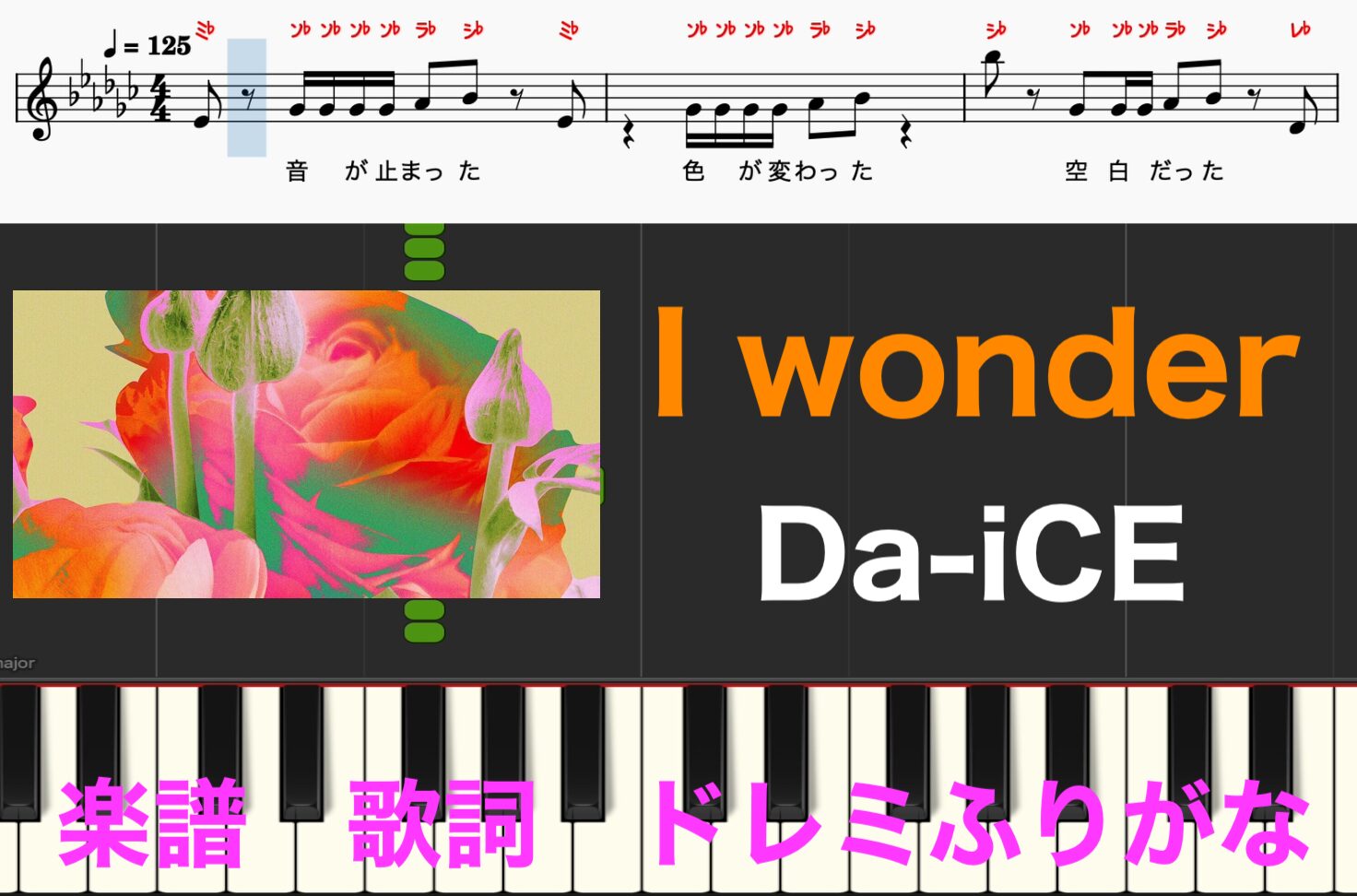 I wonder Da-iCE TBS系 火曜ドラマ『くるり～誰が私と恋をした？～』主題歌 ピアノ楽譜 歌詞 簡単 演奏 ドレミふりがな譜表付き 楽器練習用 ピアノ/オカリナ/サックス ...